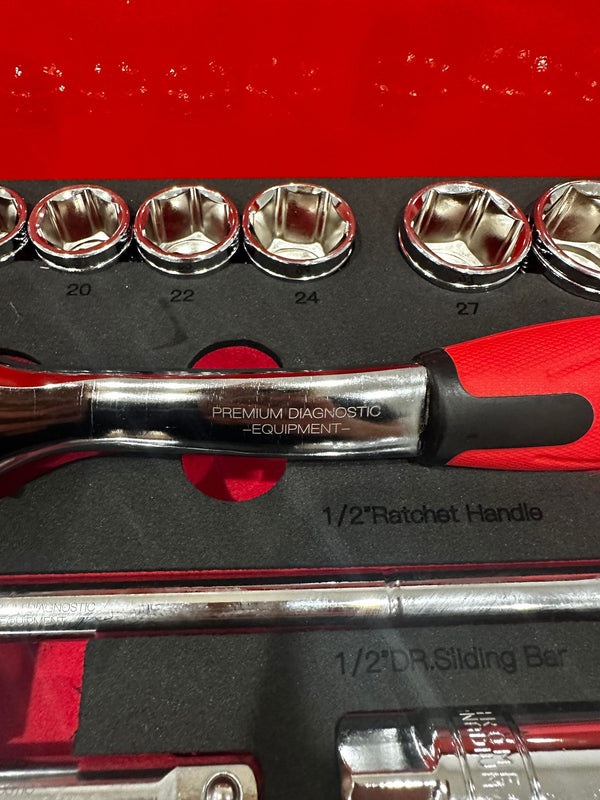 PDE 1/2" Socket & Ratchet Metric Tool Set 24PCE | 1/2" Drive Socket Kit ...