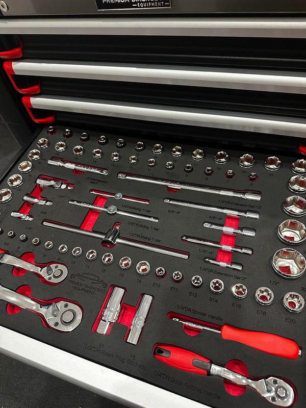 PDE Socket Tool Set in EVA Foam Tray Metric 72PCE | Socket Set ...