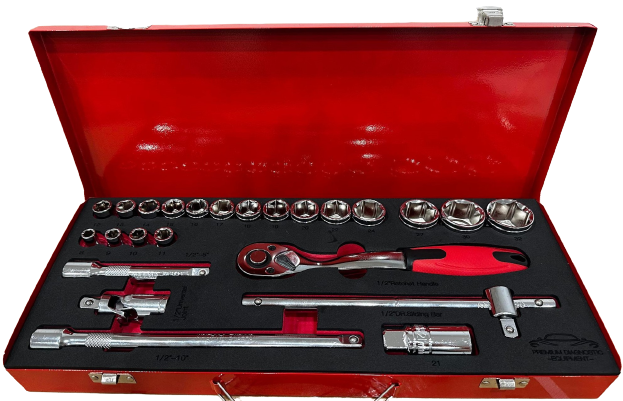 PDE 1 2 Socket Ratchet Metric Tool Set 24PCE