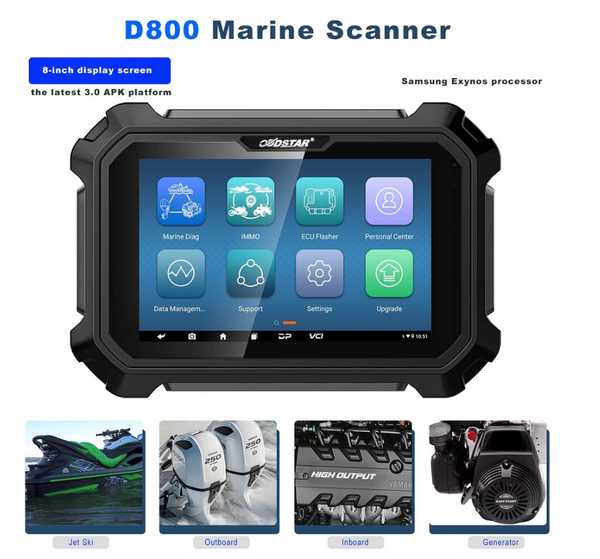 OBDSTAR D800 Scan Tool for Marine Jet Ski Outboard Inboard | Marine ...