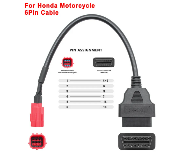 Honda 6 Pin to 16 Pin OBD2 Adapter Cable | Premium Diagnostic Equipment