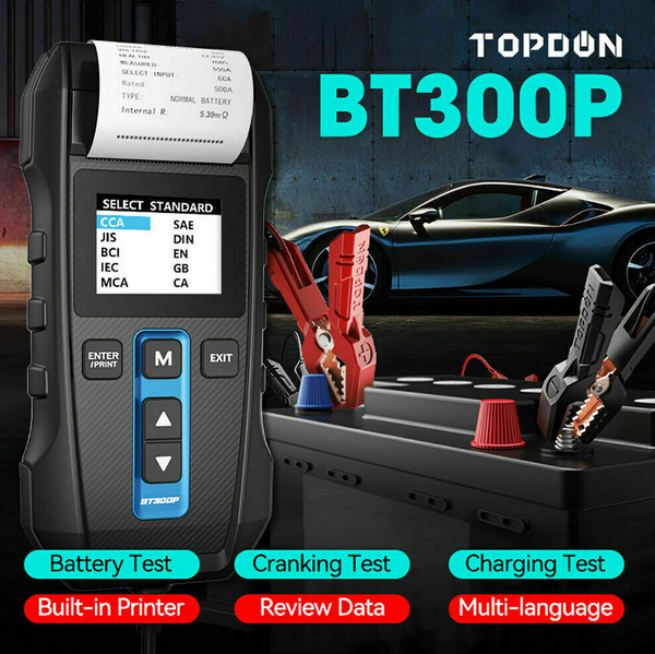 Topdon BT300P Battery Tester 12/24V With Printer | Topdon BT300P ...